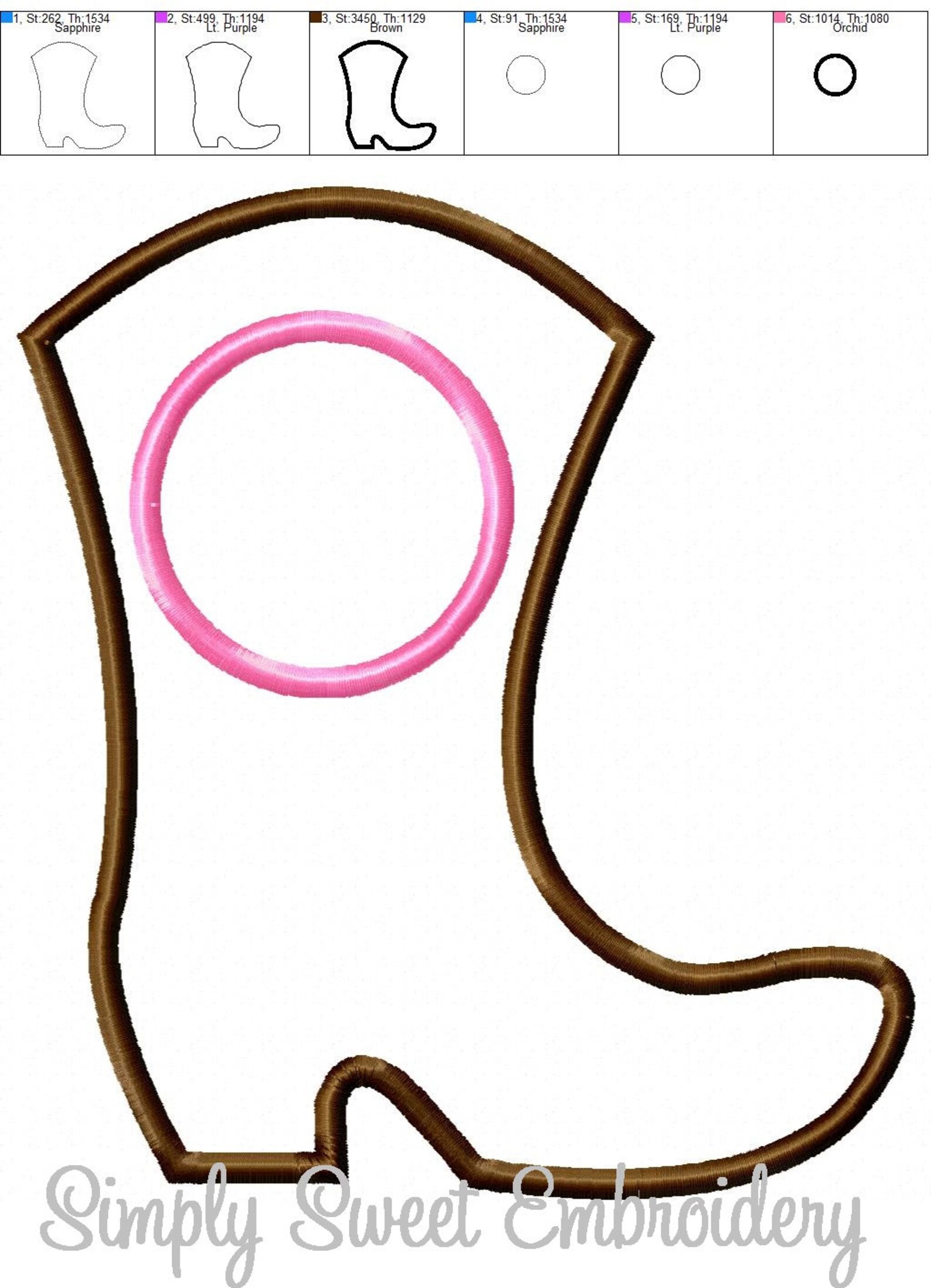 Cowboy Boot Monogram Machine Embroidery Applique Design | Etsy