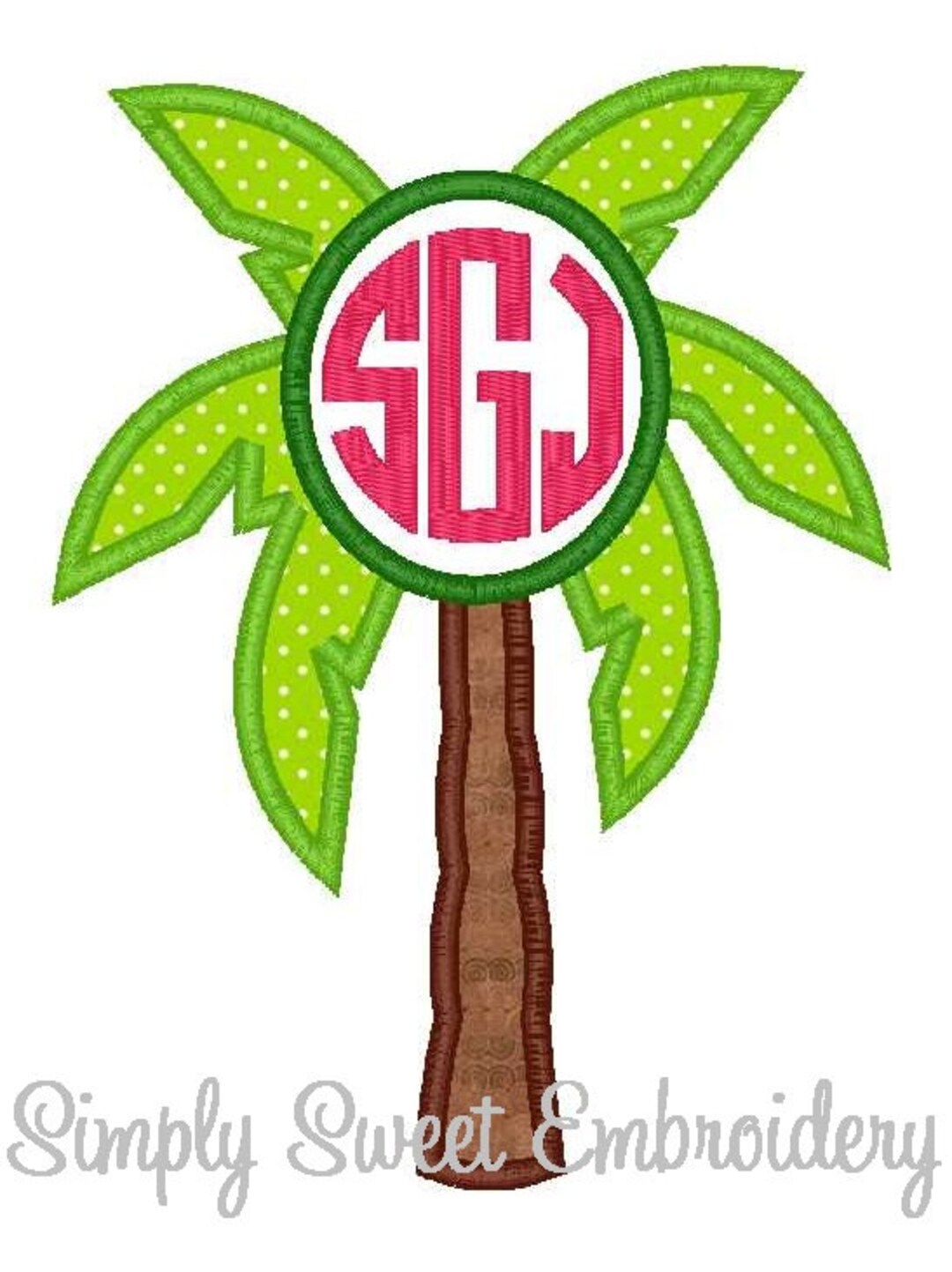 Palm Tree Monogram Machine Embroidery Applique Design - Etsy