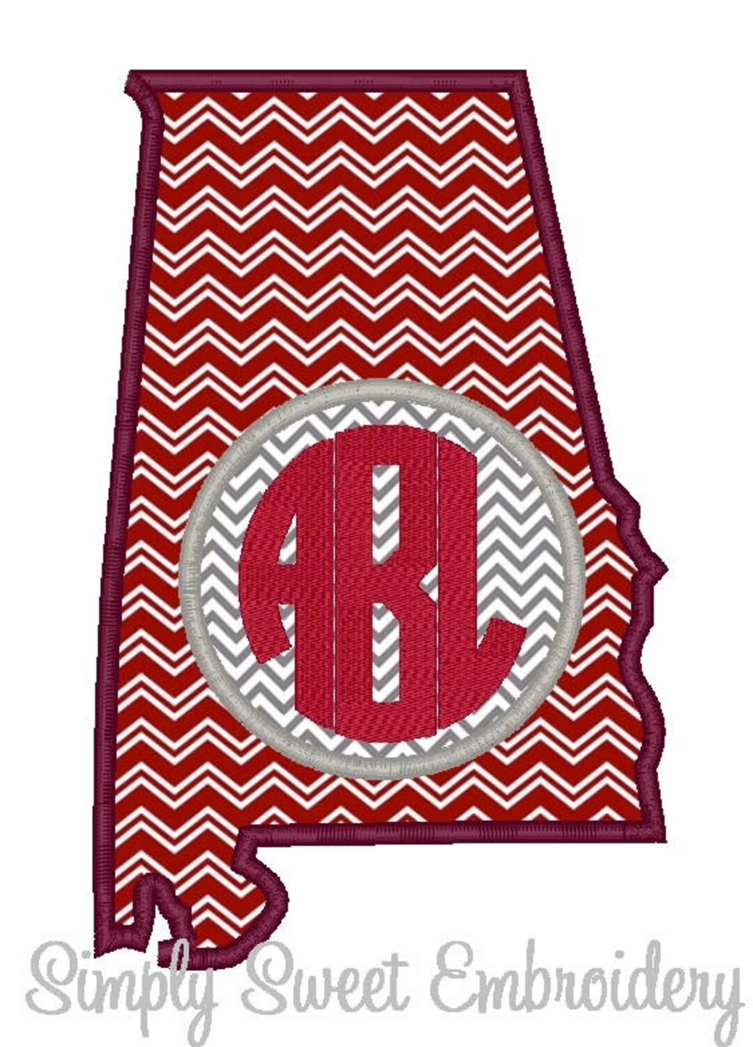 State of Alabama Machine Embroidery Monogram Applique Design - Etsy