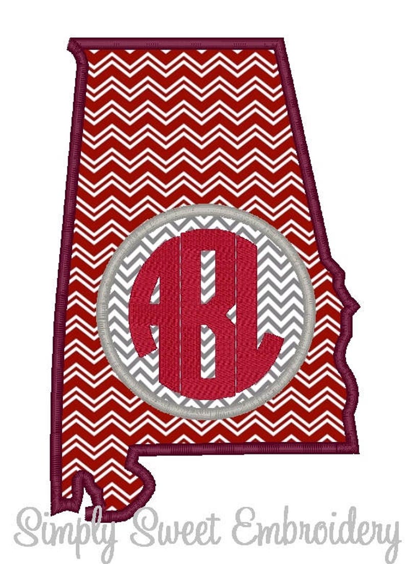 State of Alabama Machine Embroidery Monogram Applique Design - Etsy