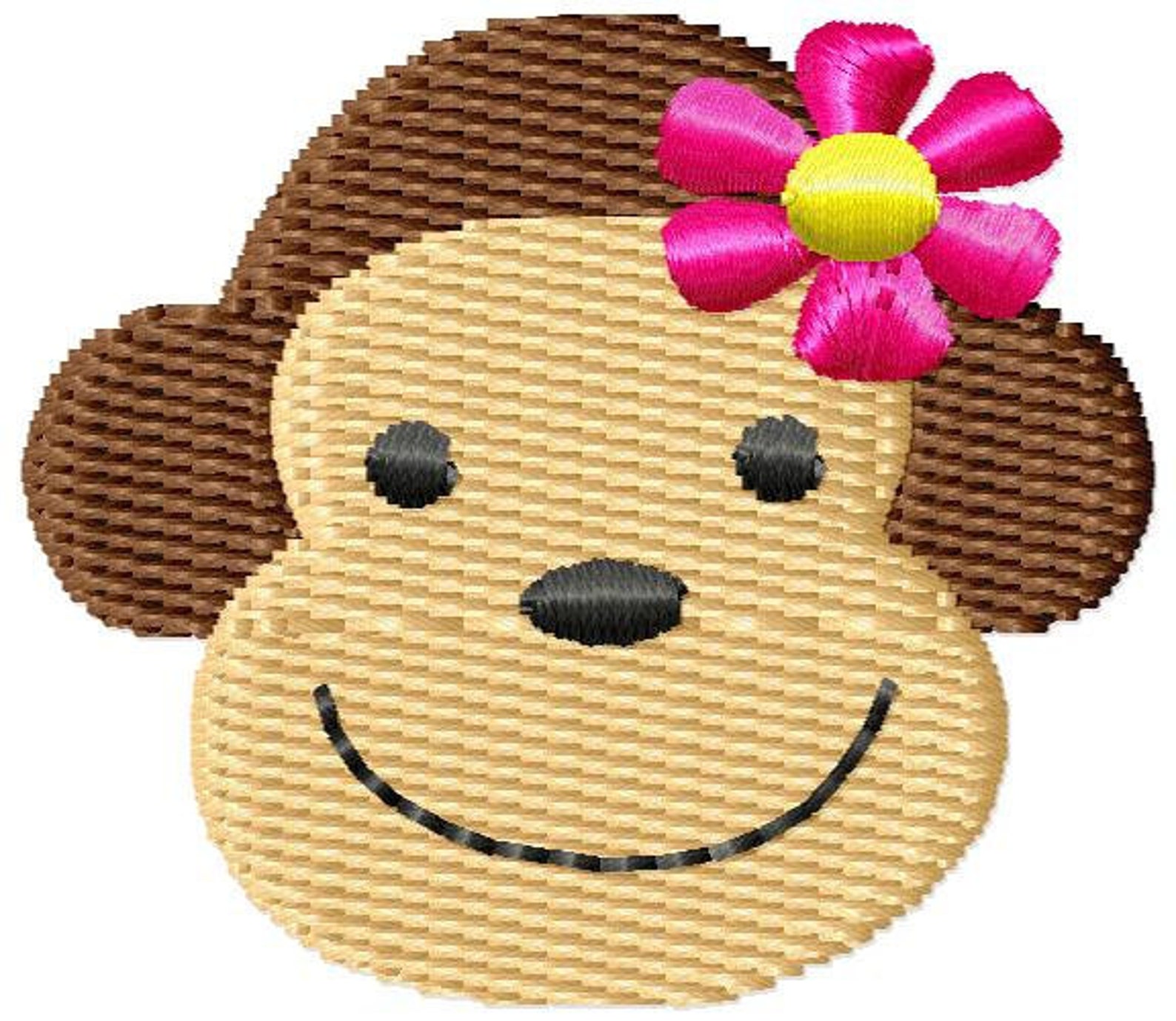 Girl Monkey Face Mini Machine Embroidery Design - Etsy