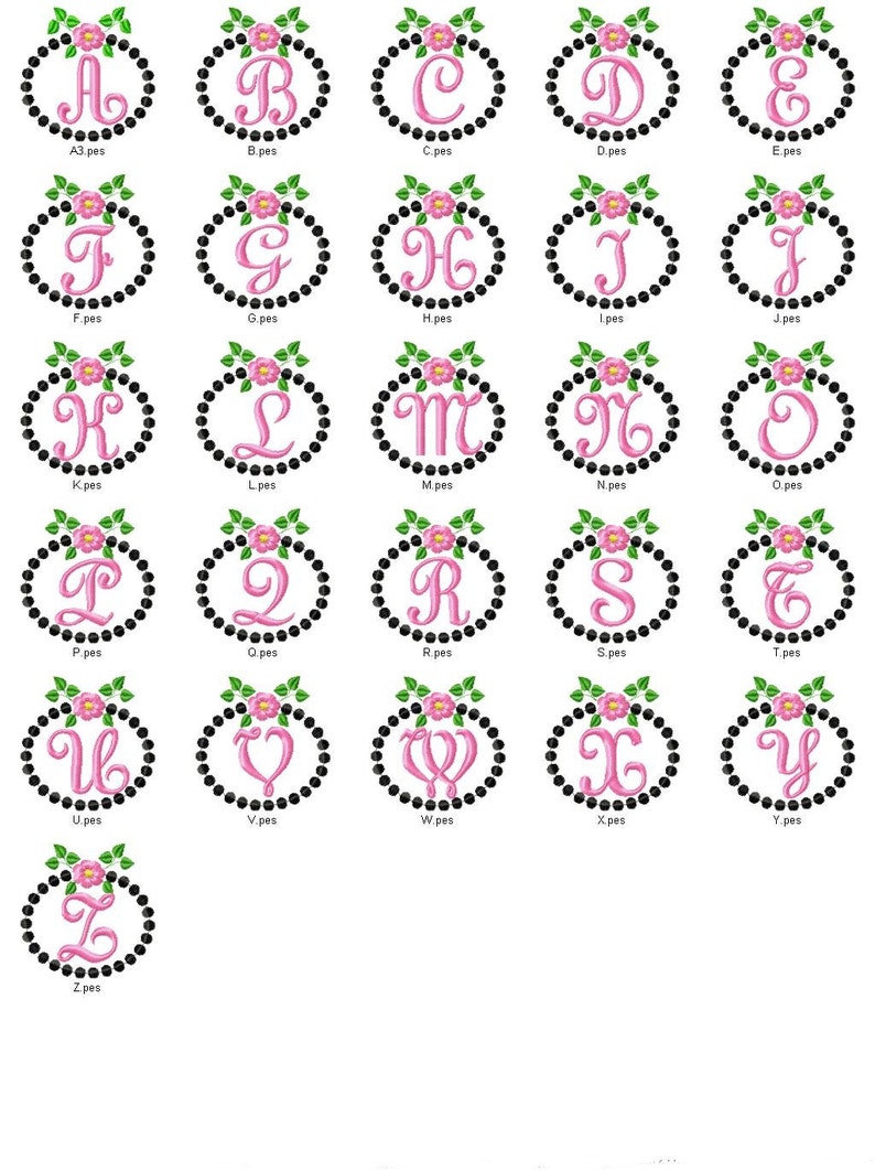 Heirloom Machine Embroidery Monogram Font Set DOTS - Etsy