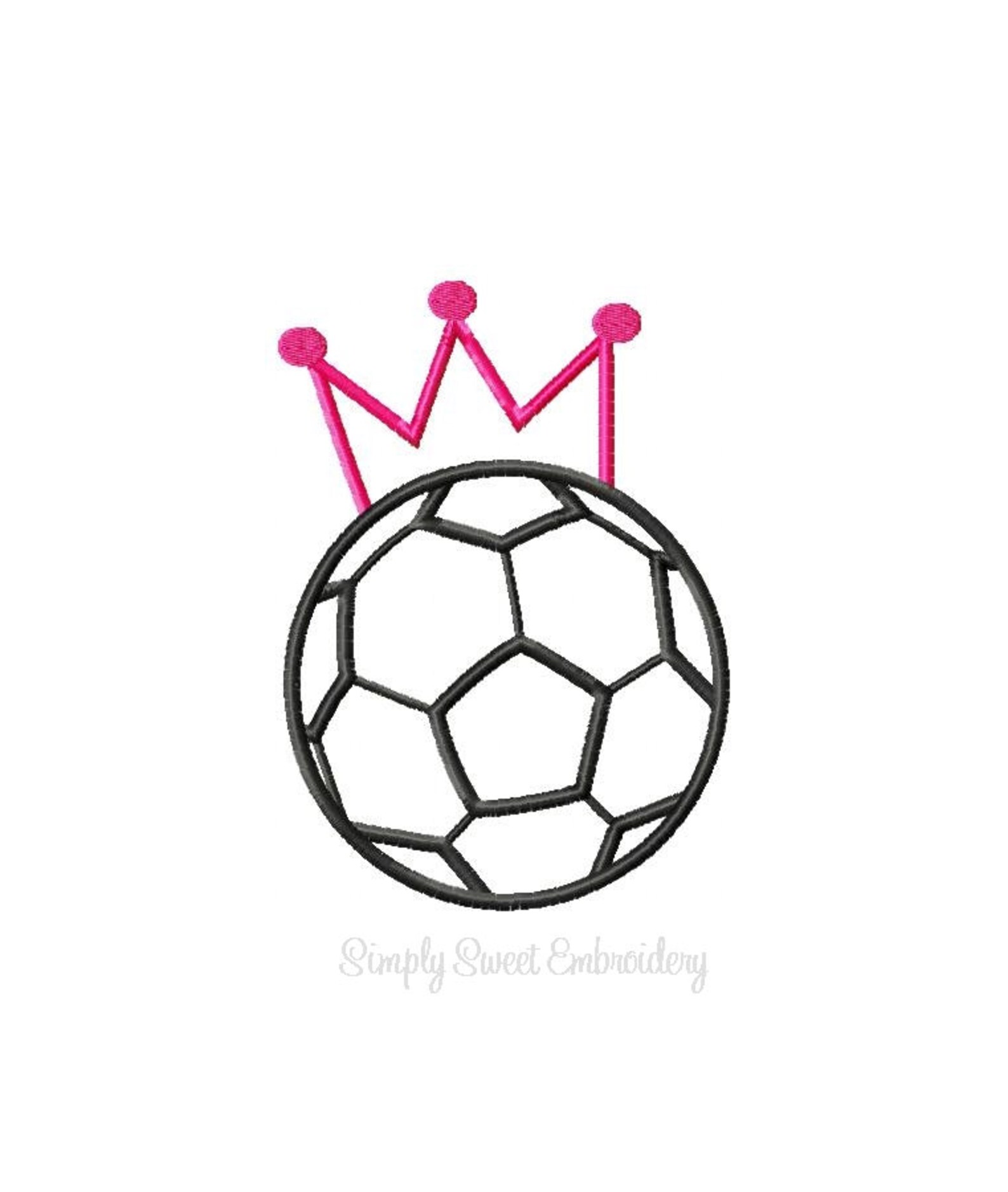 Soccer Ball Princess Crown Applique Design - Etsy