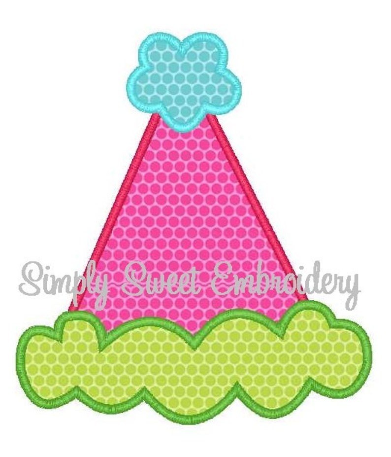 Birthday Hat Applique Machine Embroidery Design | Etsy