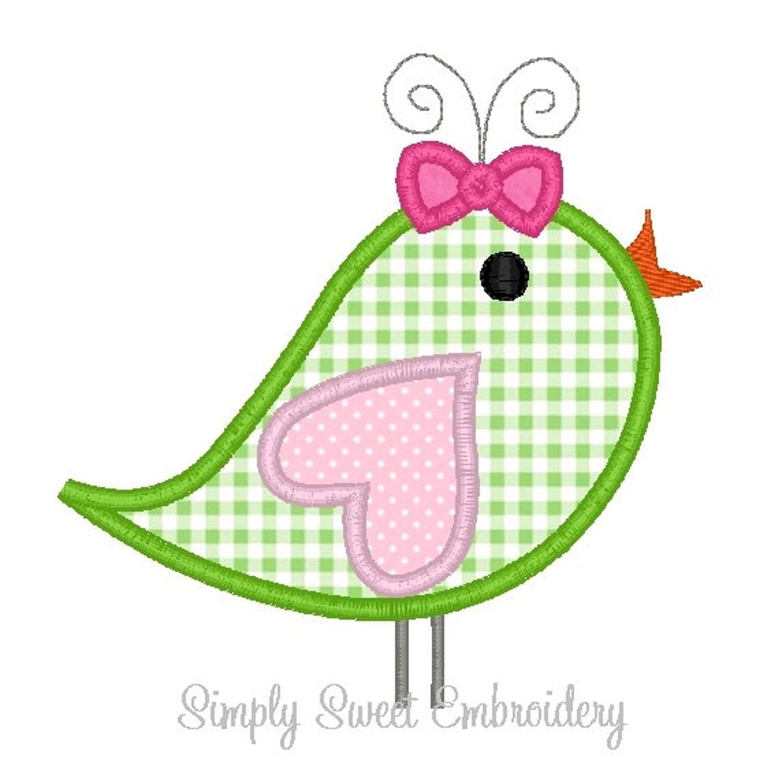 Girl Bird Applique Design - Etsy