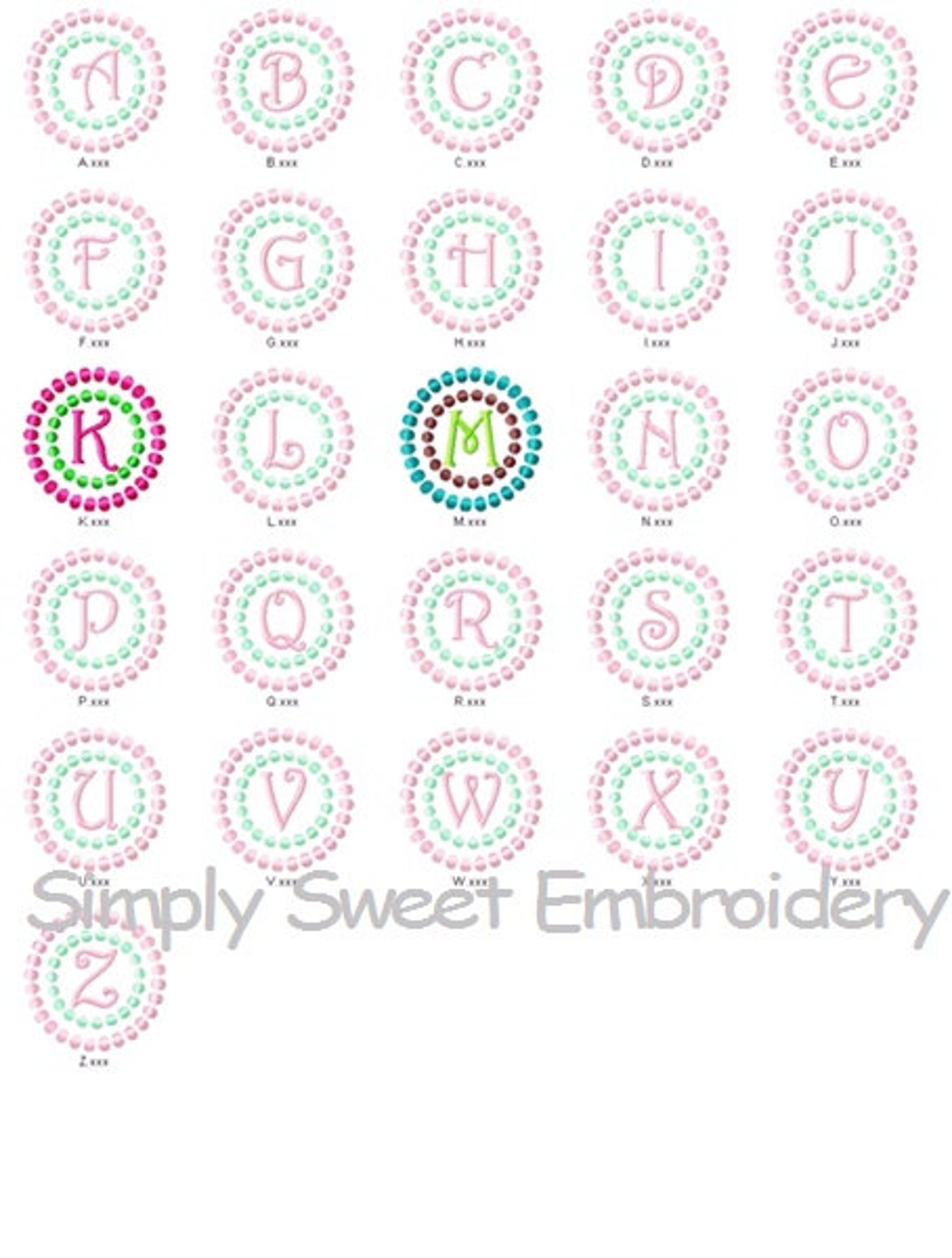 Circle Dots Monogram Font Set Machine Embroidery Design - Etsy