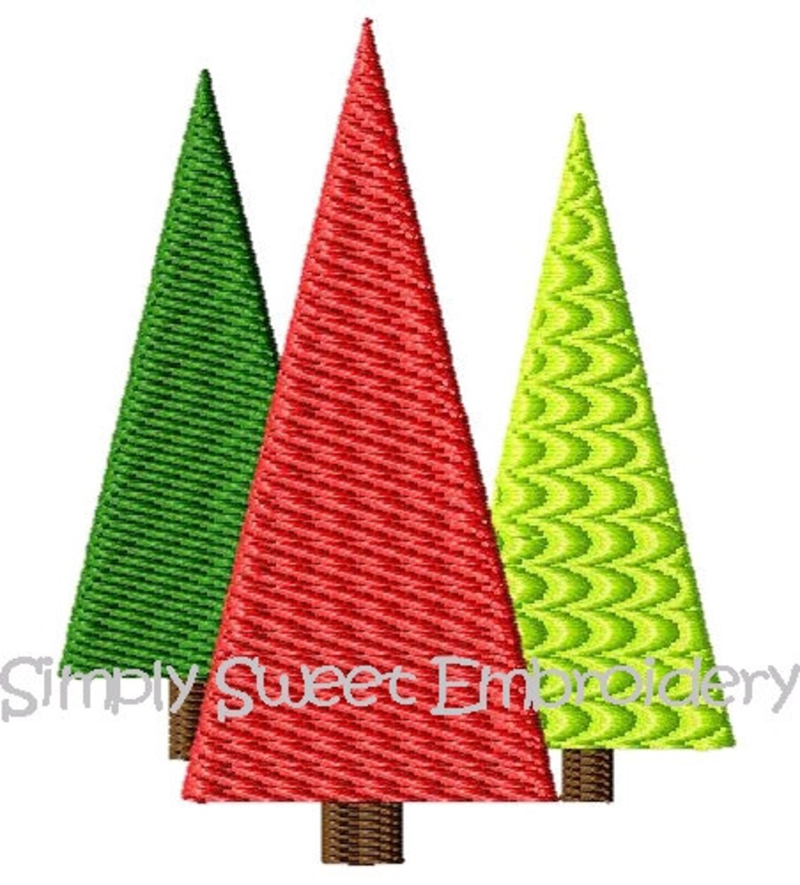 Three Christmas Trees Machine Embroidery Mini Design Set - Etsy