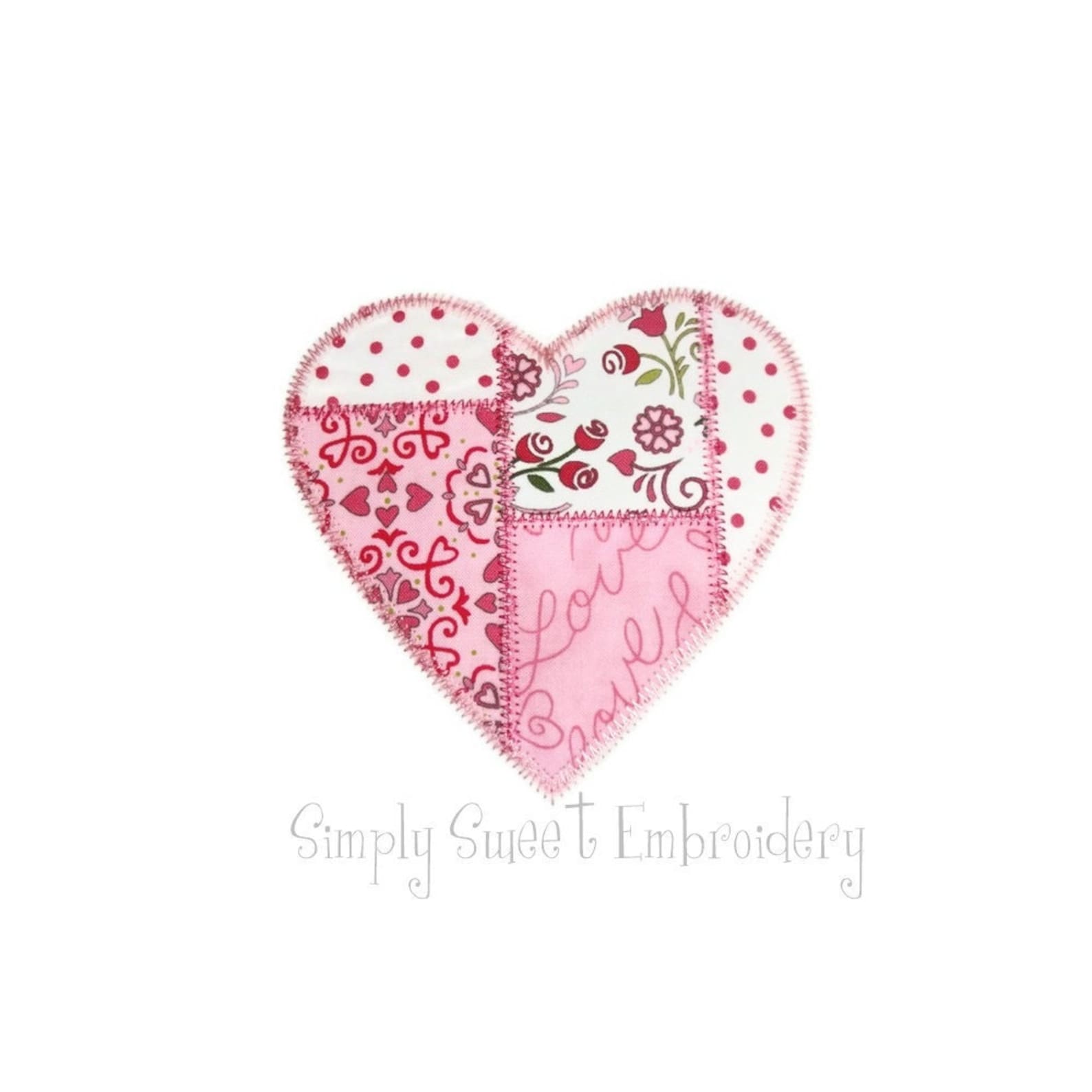 Patchwork Heart Machine Embroidery Applique Design - Etsy