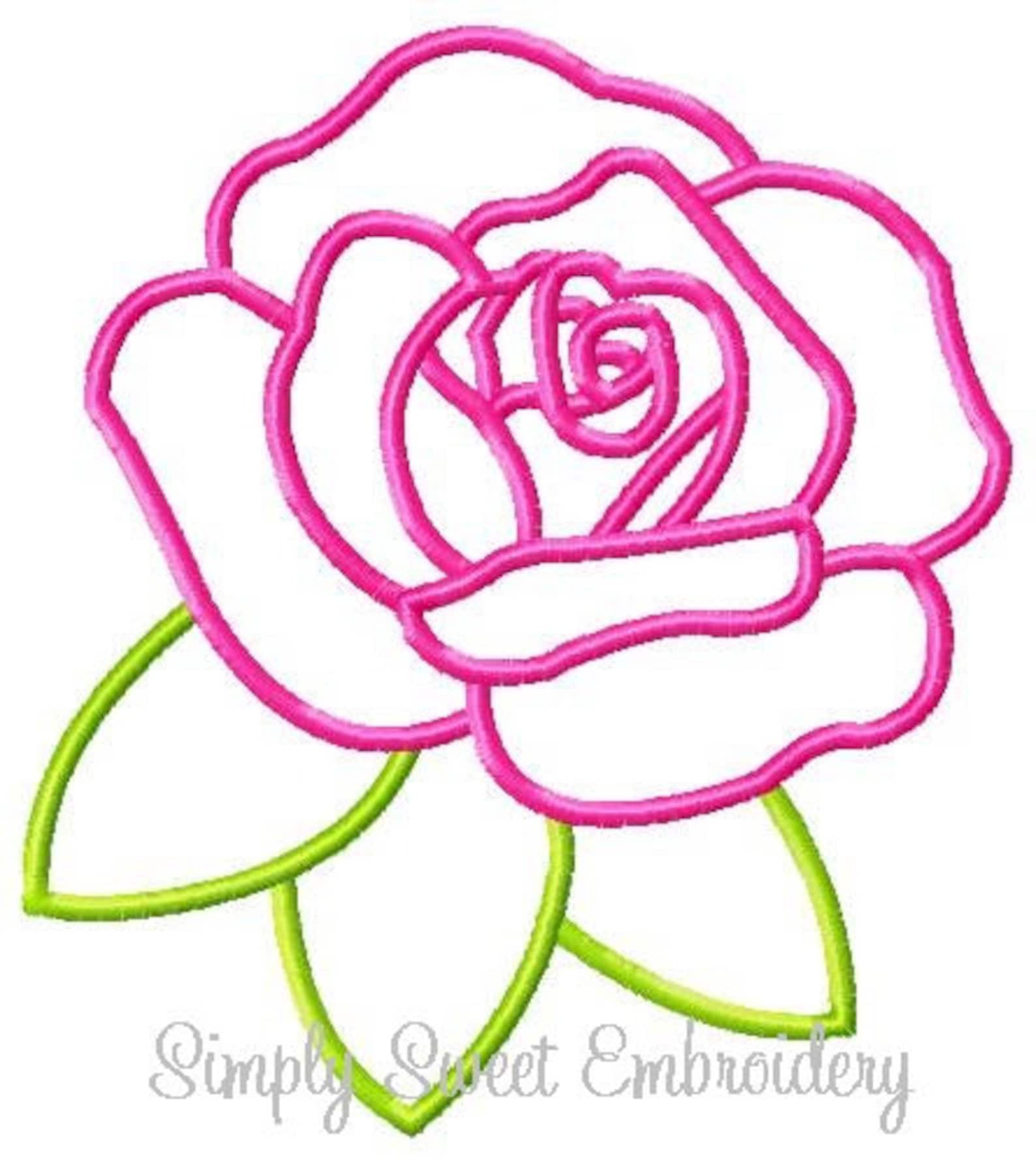 Rose Machine Embroidery Applique Design - Etsy