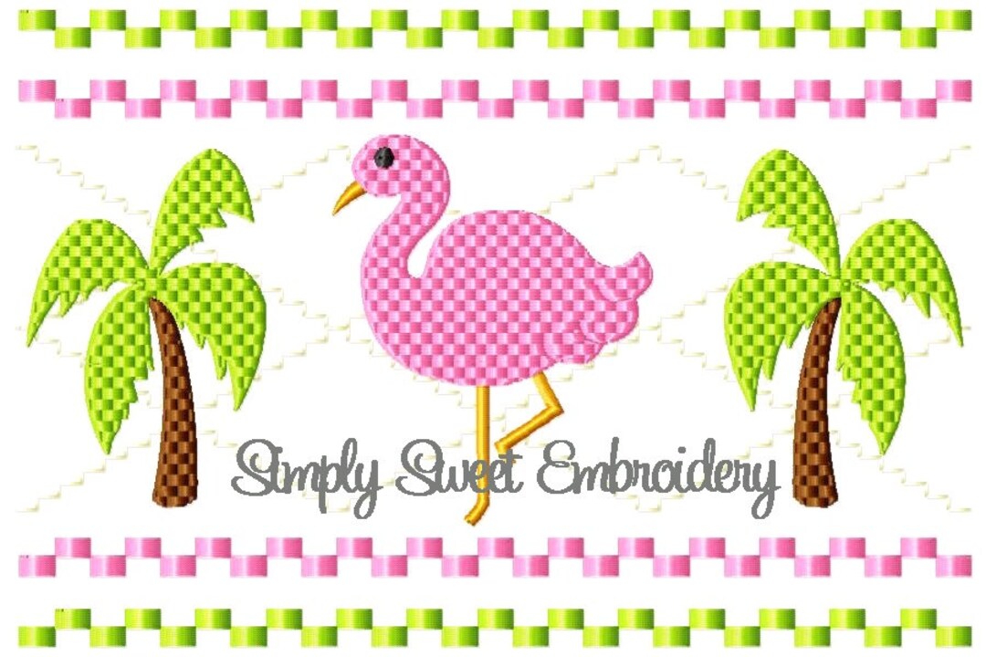 Flamingo Faux Smocking Machine Embroidery Design - Etsy