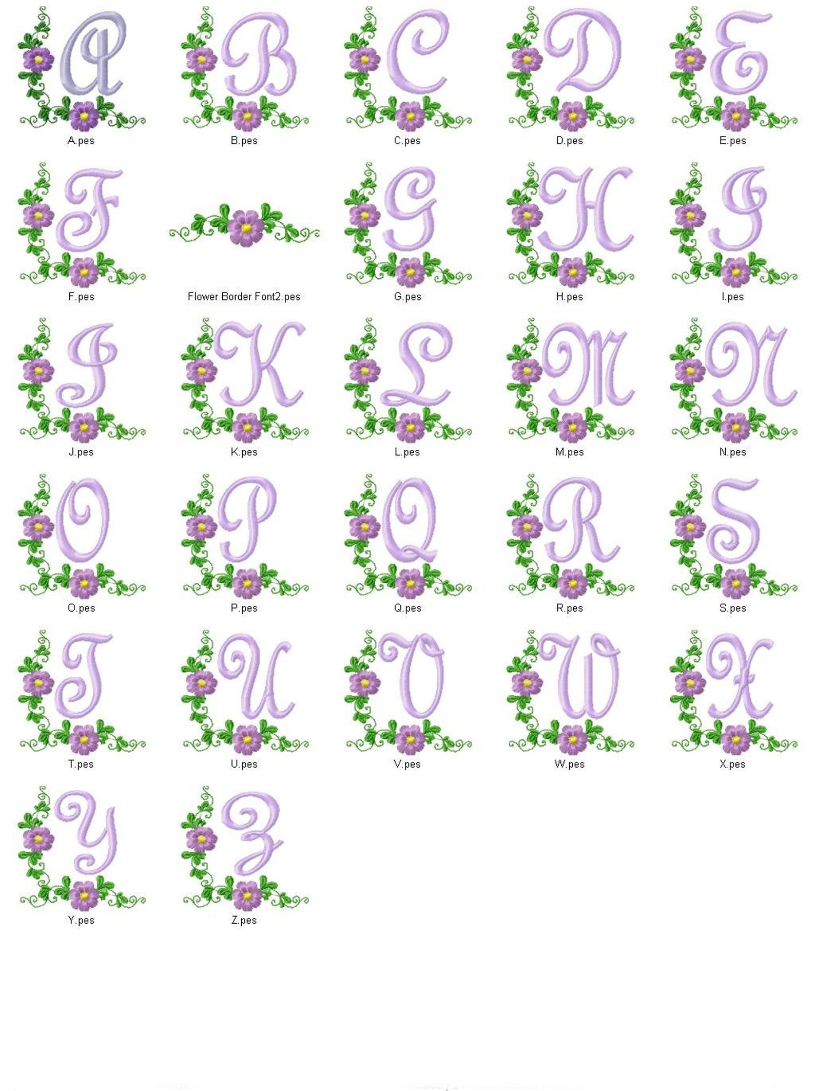 Flower Border Machine Embroidery Font Set - Etsy