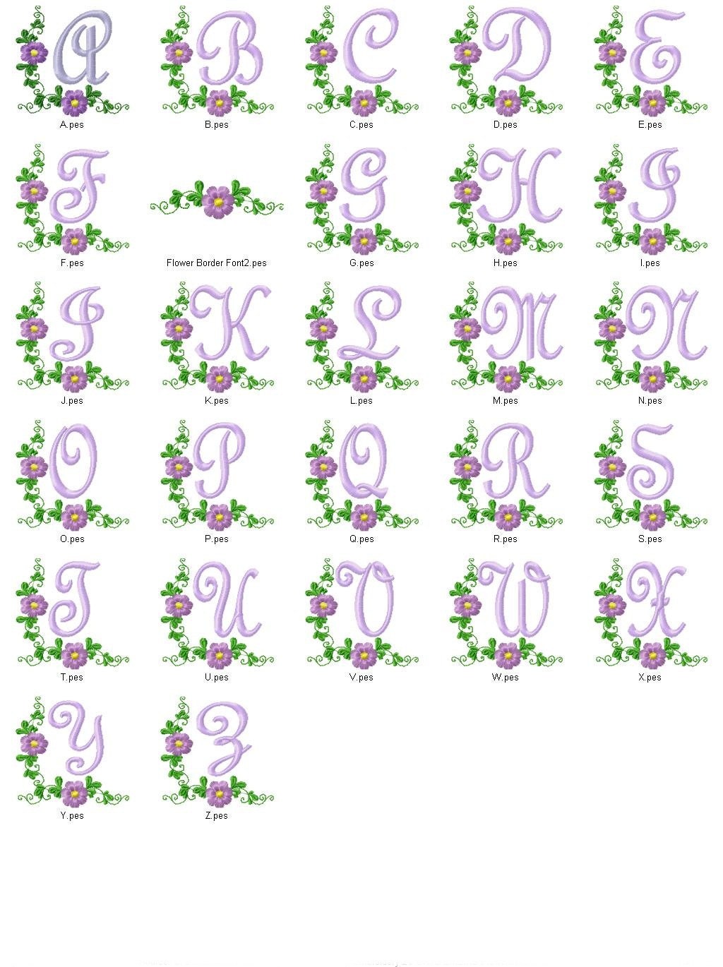 Flower Border Machine Embroidery Font Set - Etsy