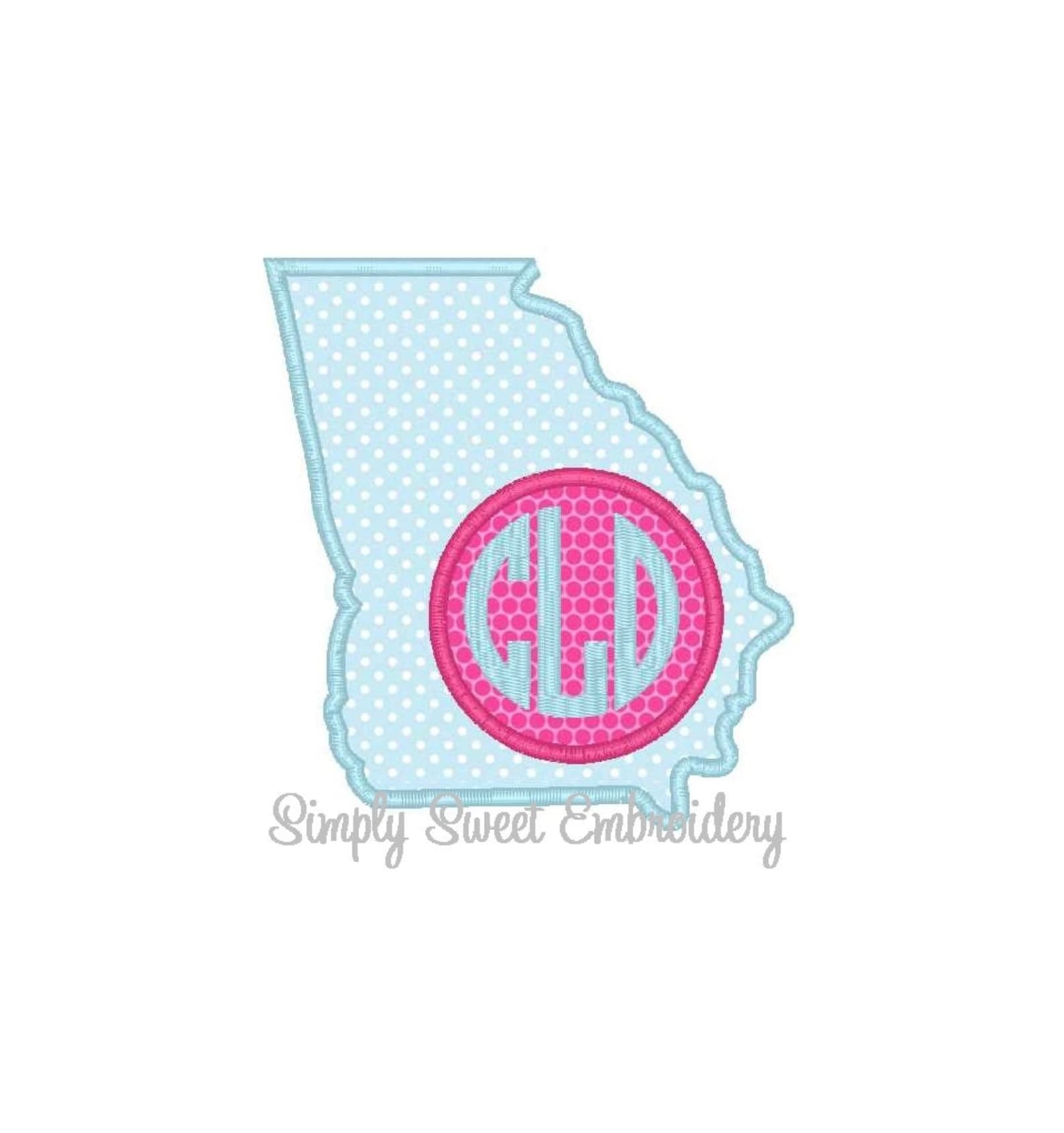 State of Georgia Monogram Machine Embroidery Applique Design - Etsy