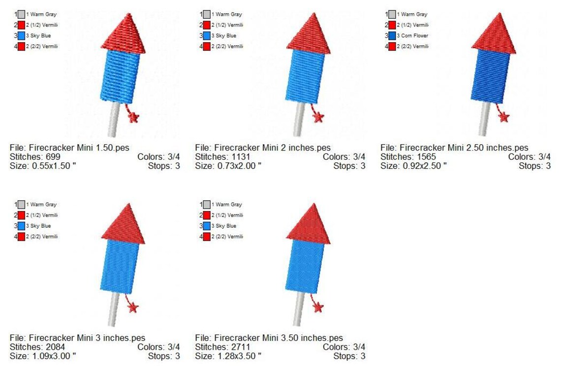 Firecracker Mini Machine Embroidery Design - 5 Sizes - Etsy
