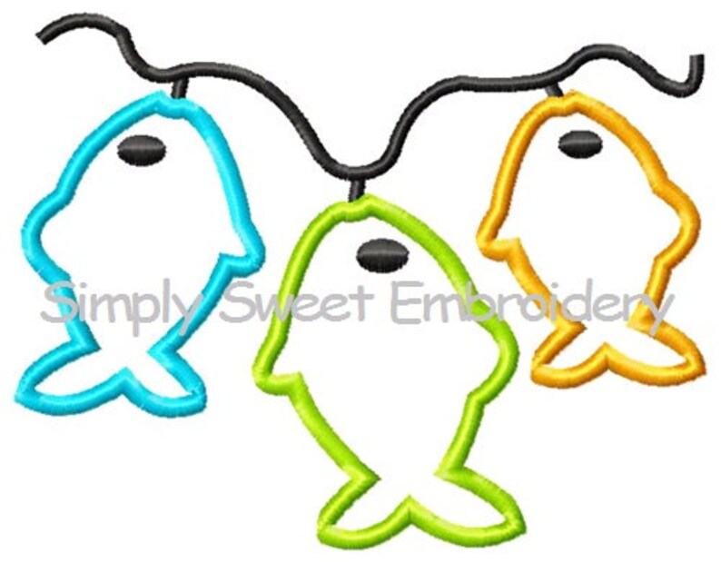 Three Fish Machine Embroidery Applique Design - Etsy