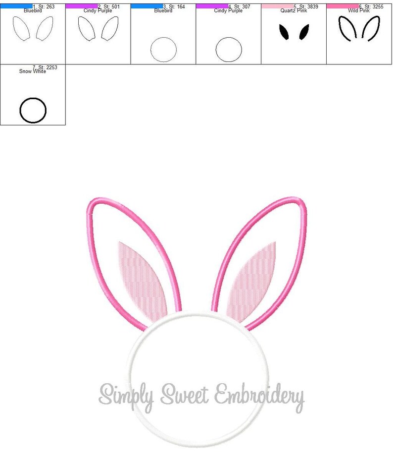 Easter Bunny Ears Monogram - Machine Embroidery Applique Design - 4 ...