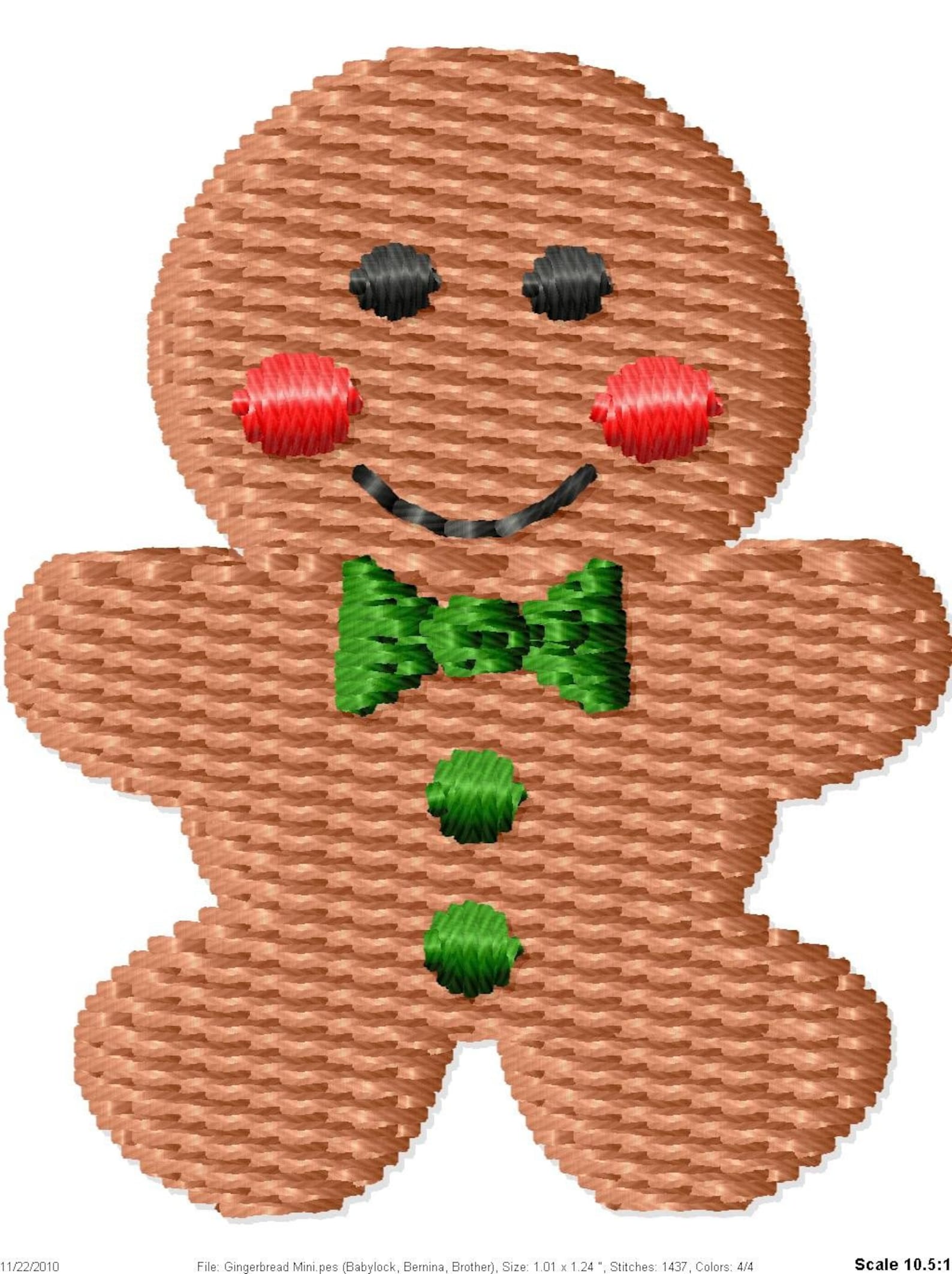 Christmas Gingerbread Man Machine Embroidery Mini Design INSTANT ...