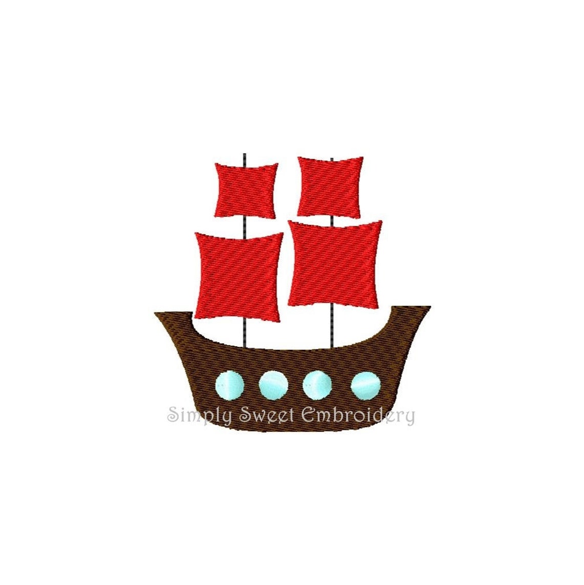 Pirate Ship Machine Embroidery Mini Design 6 Sizes - Etsy