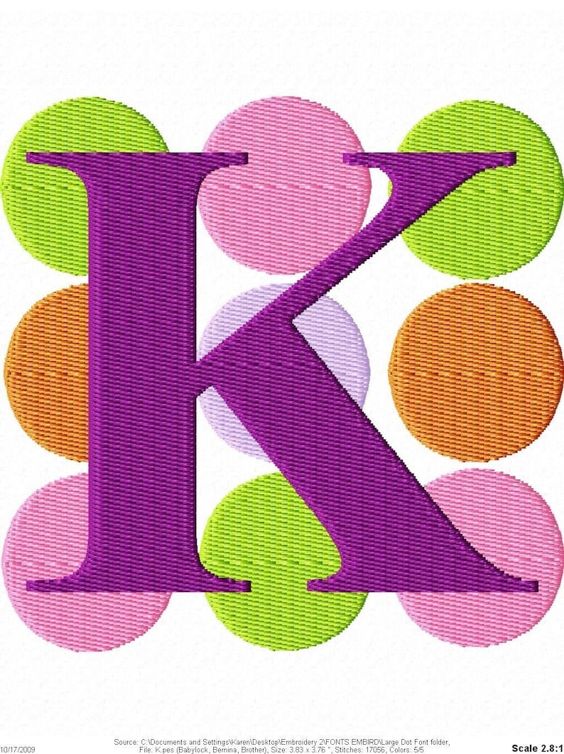Large Dots Machine Embroidery Monogram Font Set - Etsy
