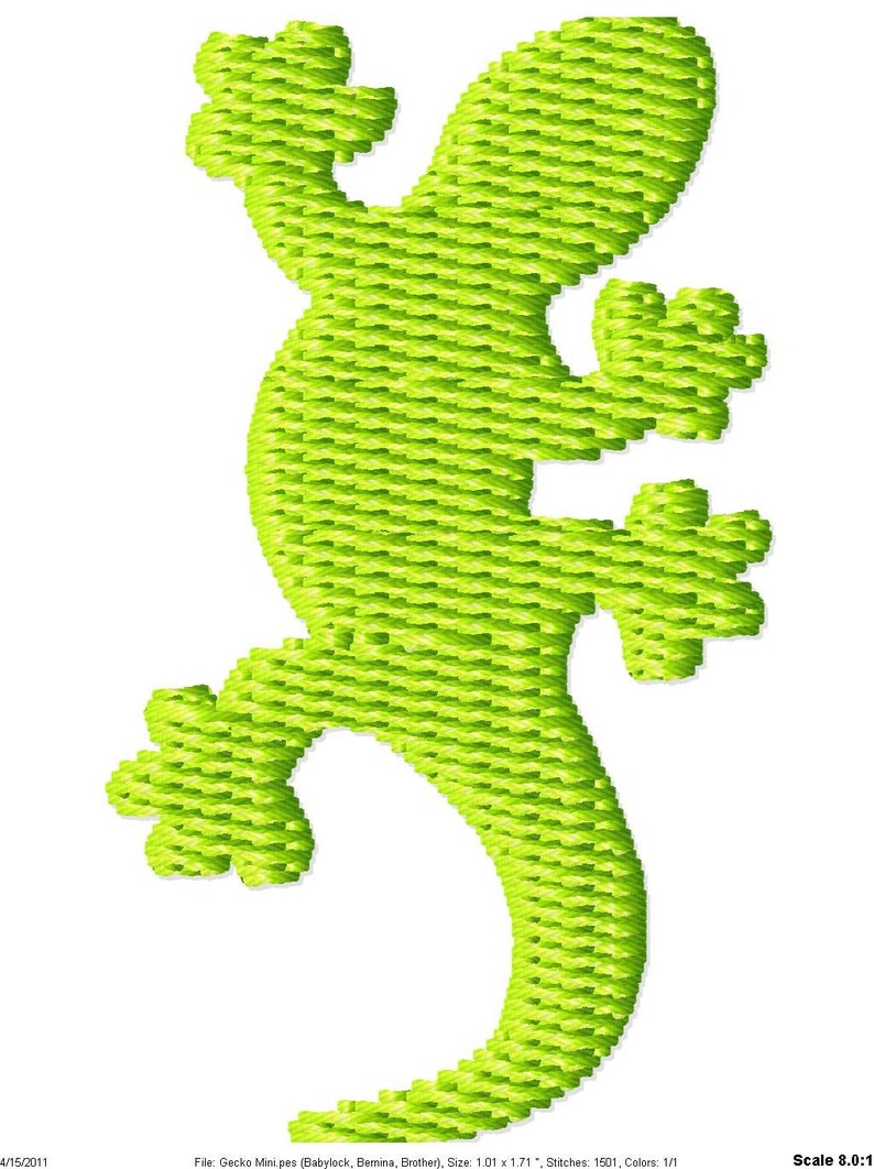 Gecko Machine Embroidery Design Mini | Etsy