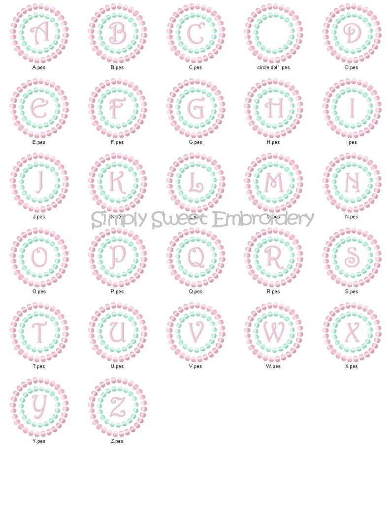 Circle Dots Machine Embroidery Monogram Font Set 5x7 Hoop - Etsy