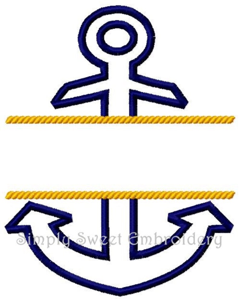 Split Anchor Machine Embroidery Applique Design - Etsy