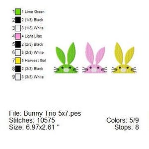 Bunny Trio Machine Embroidery Design - 3 Sizes - Etsy