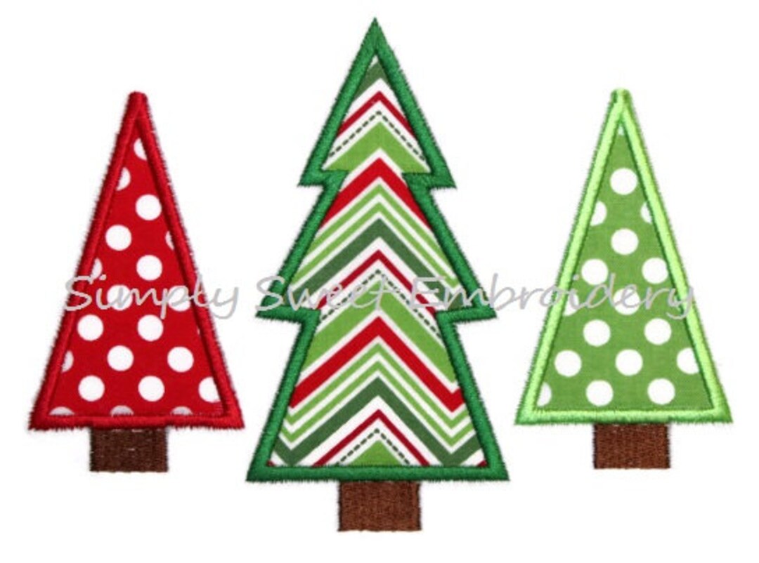 Christmas Tree Trio Machine Embroidery Applique Design - Etsy