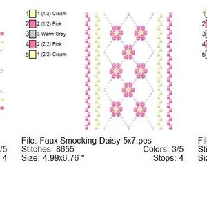 Faux Smocking Daisy Machine Embroidery Design - 3 Sizes - Etsy