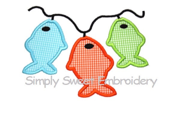 Three Fish Machine Embroidery Applique Design | Etsy