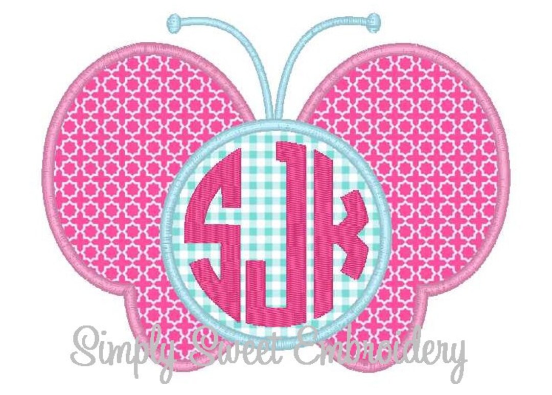 Butterfly Monogram Machine Embroidery Applique Design - Etsy
