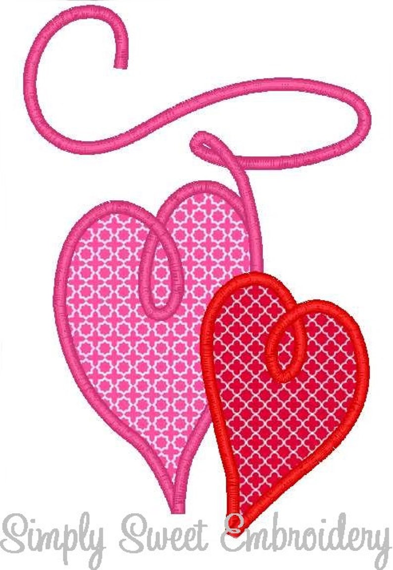 Two Hearts 2 Machine Embroidery Applique Design - Etsy