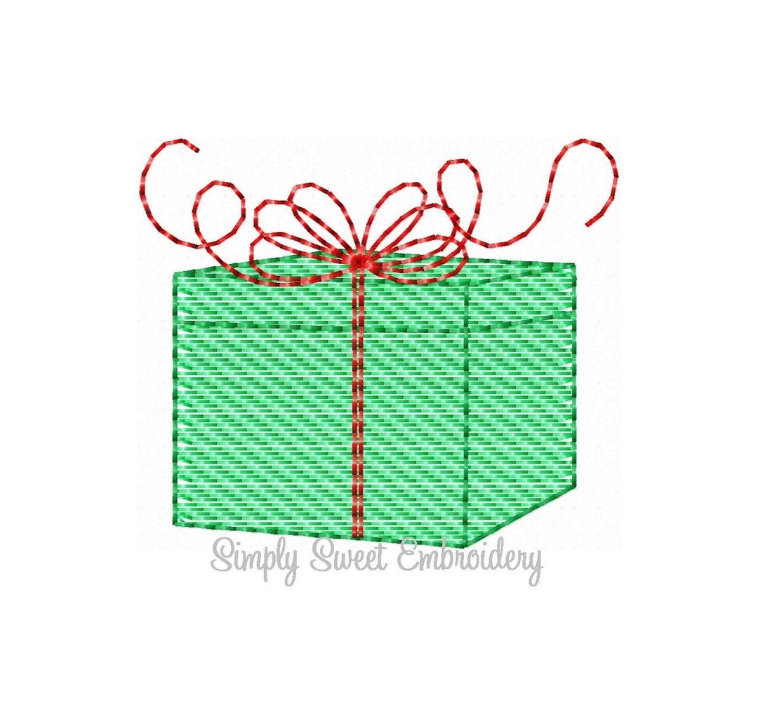 Sketch Christmas Present Machine Embroidery Mini Design - Etsy