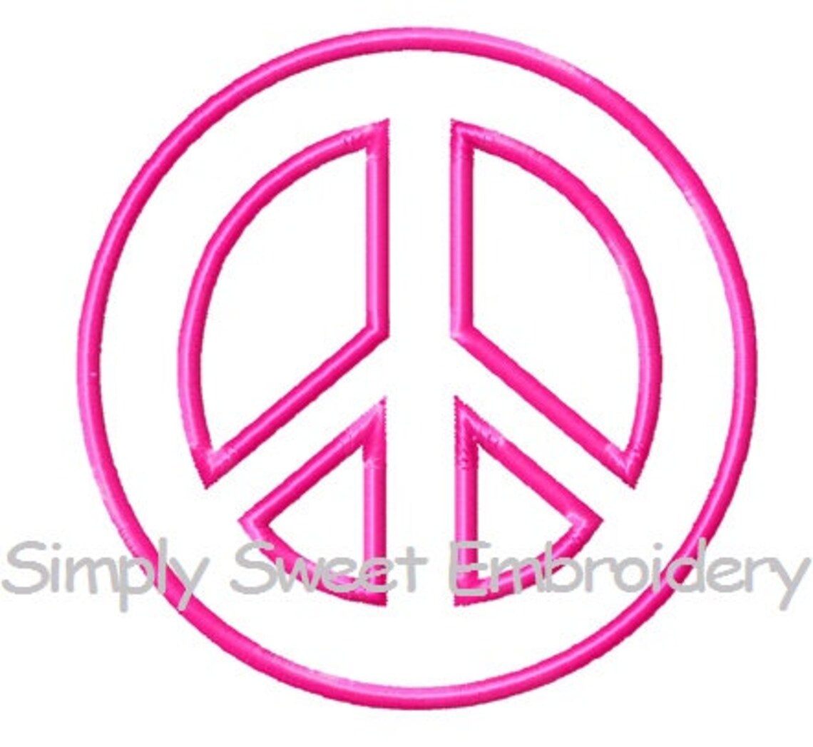 Peace Sign Machine Embroidery Applique Design 2 Sizes - Etsy