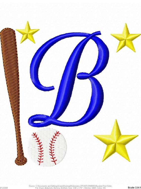 Baseball Monogram Font Set Machine Embroidery | Etsy