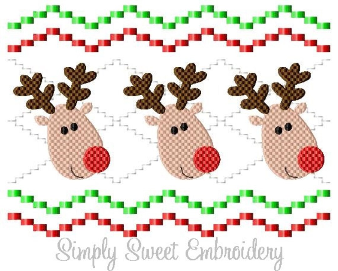 Faux Smocking Reindeer Machine Embroidery Design - Etsy