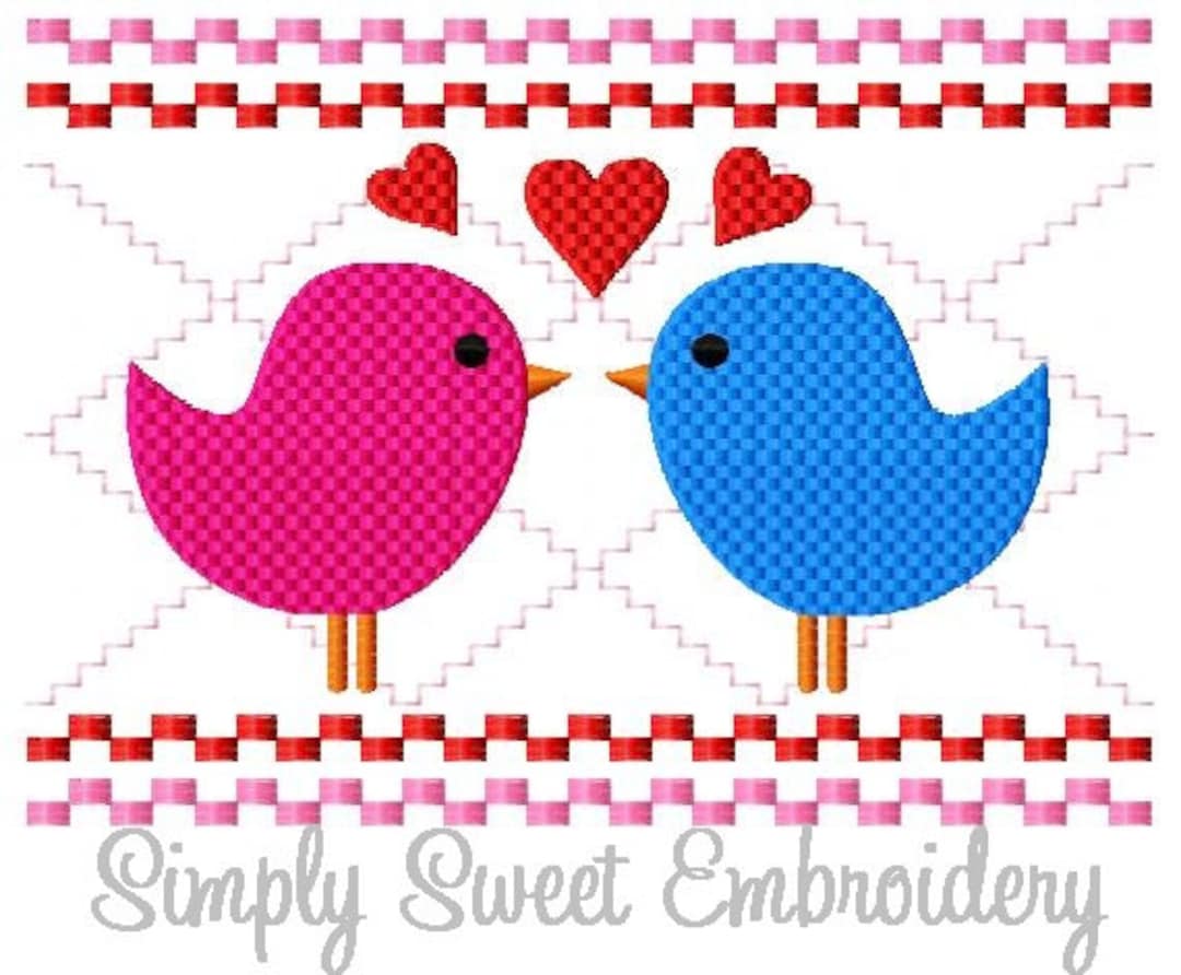 Faux Smocking Love Birds Machine Embroidery Design - Etsy