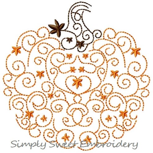 Scroll Pumpkin Machine Embroidery Design - Etsy