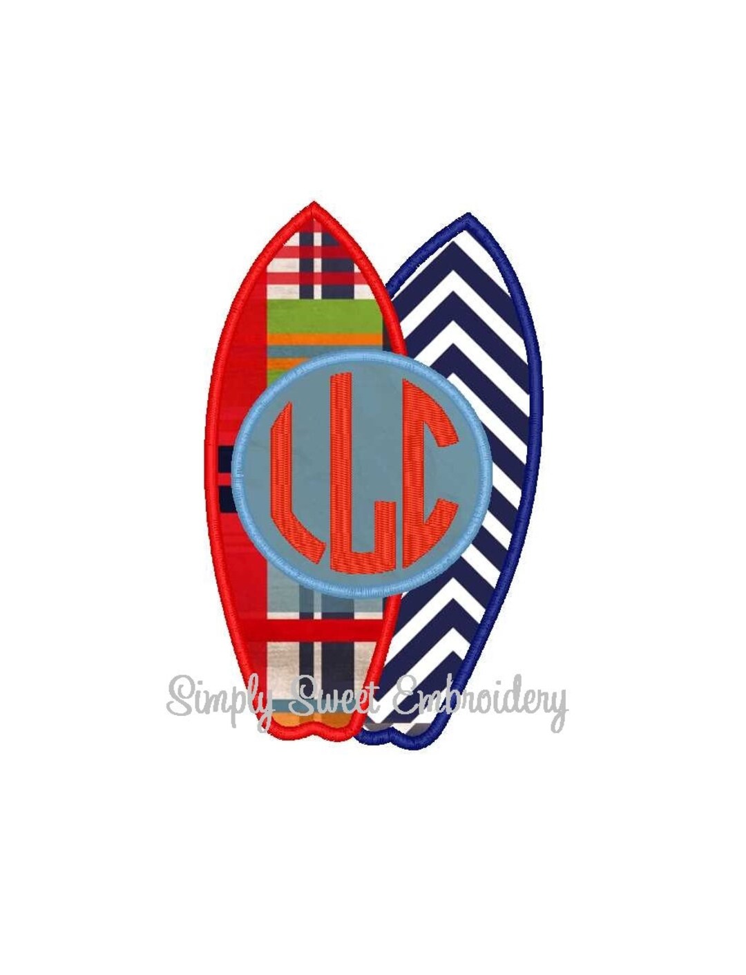 Summer Surf Boards Monogram Machine Embroidery Applique Design - Etsy