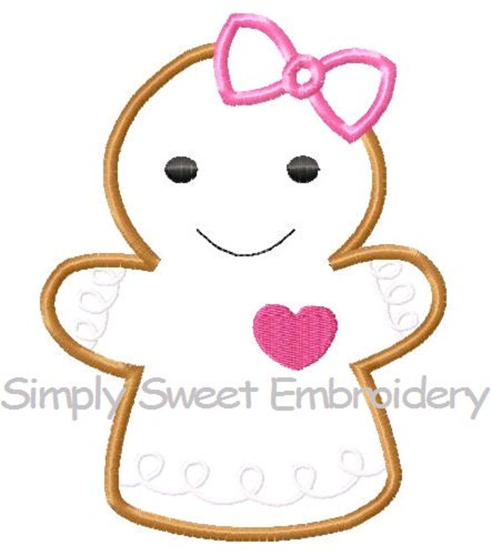 Gingerbread Girl Machine Embroidery Applique Design INSTANT | Etsy