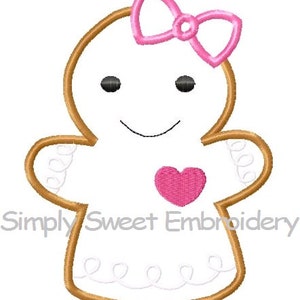 Gingerbread Girl Machine Embroidery Applique Design - INSTANT DOWNLOAD ...