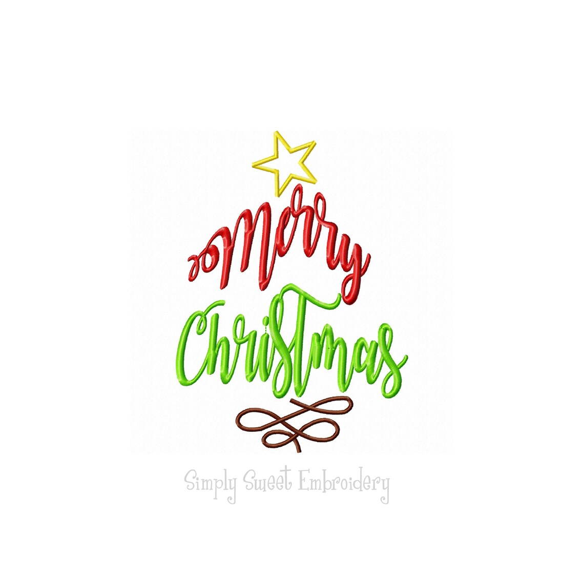Merry Christmas Tree Machine Embroidery Design - Etsy