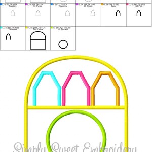 Crayon Box Monogram Machine Embroidery Applique Design 3 Sizes - Etsy