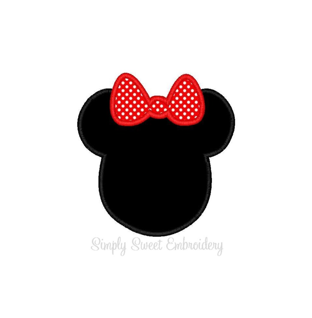 Mouse Ears With Bow Machine Embroidery Applique Design - Etsy