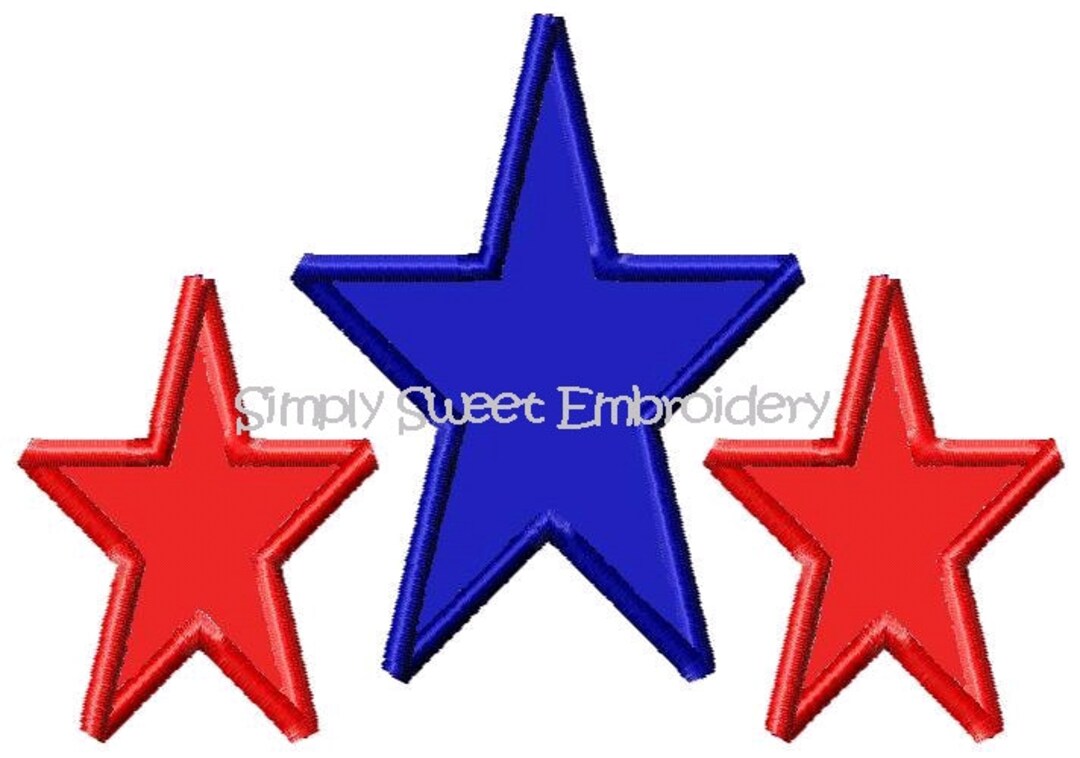 Three Stars Applique Machine Embroidery Design - Etsy