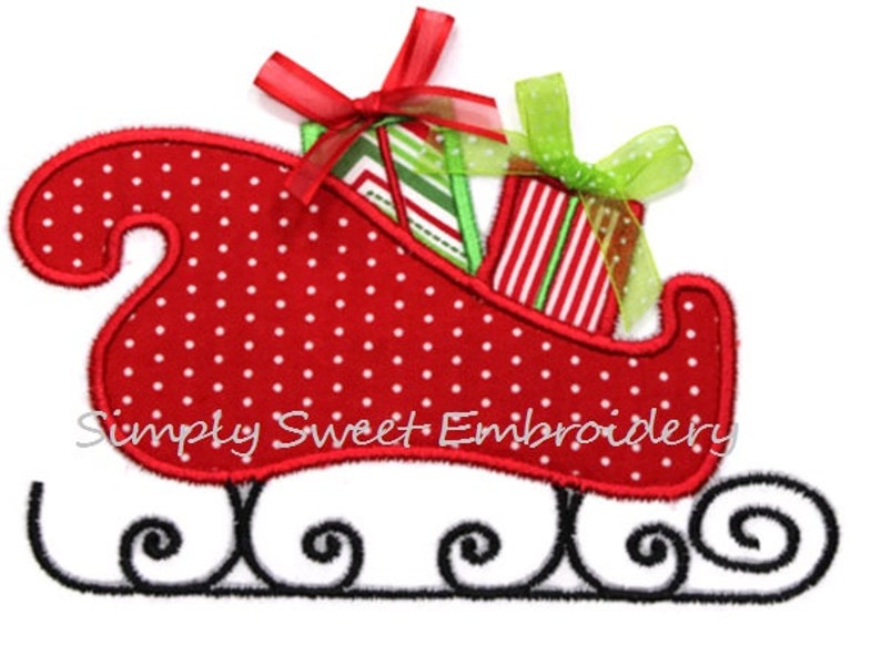 Santa's Sleigh Machine Embroidery Applique Design - Etsy