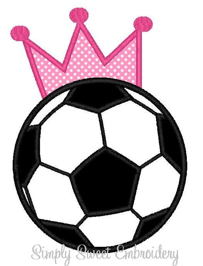 Soccer Ball Princess Crown Applique Design | Etsy
