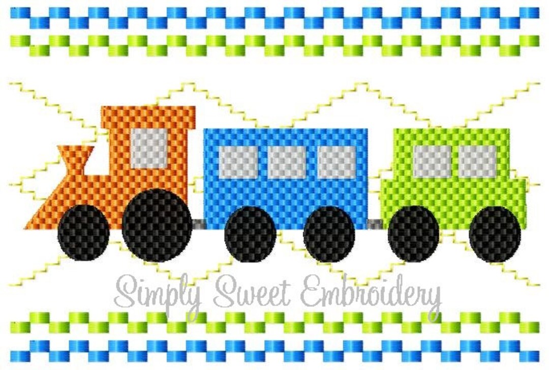 Train Faux Smocking Machine Embroidery Design - Etsy