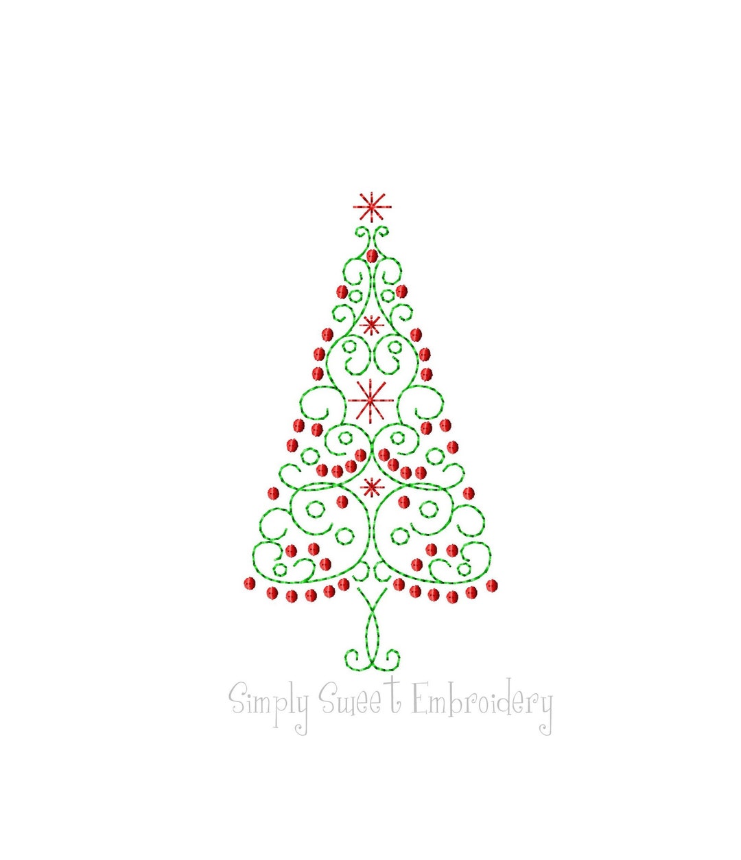 Scroll Christmas Tree Machine Embroidery Design 2 Sizes - Etsy
