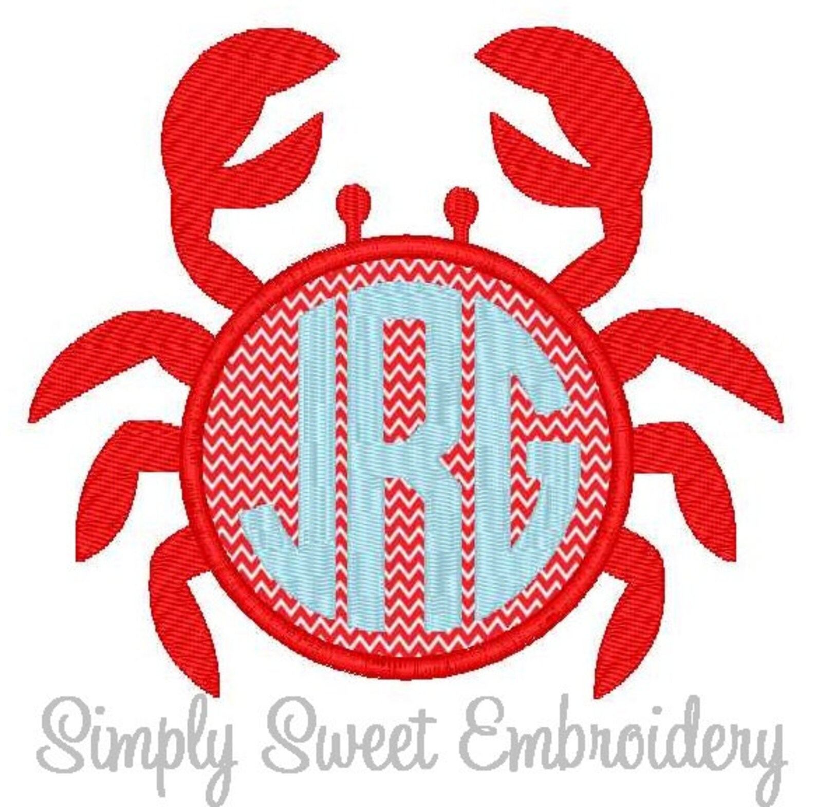 Crab Monogram Machine Embroidery Applique Design - Etsy